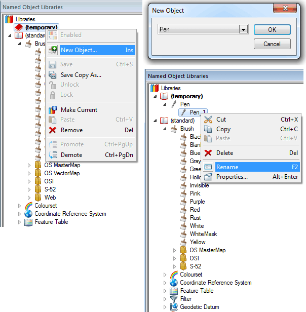 Creating, Choosing and Editing Pens
