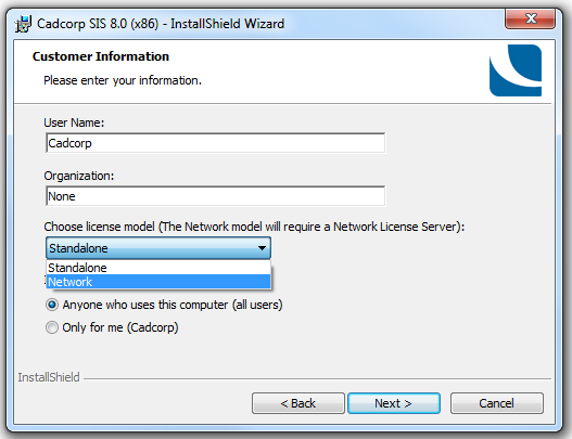 Installation using a Network Licence