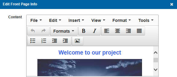 Edit Front Page Info