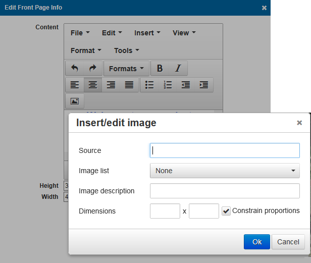 Edit Front Page Info