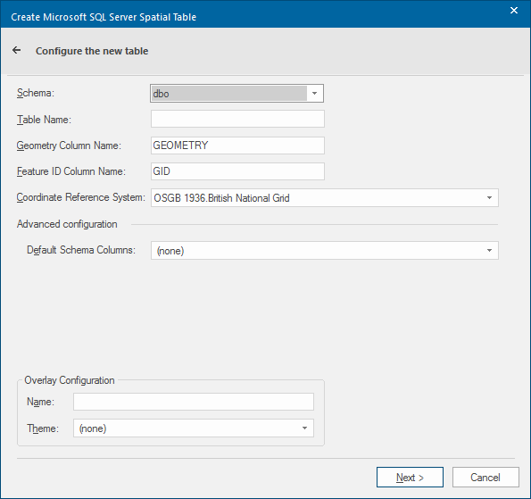 Microsoft SQL Server Spatial (Overlay type)
