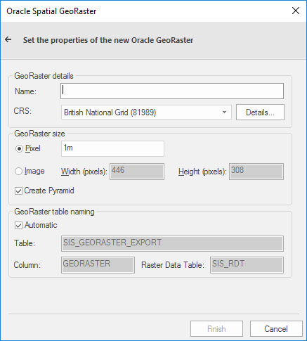 Export to Server (Oracle GeoRaster)