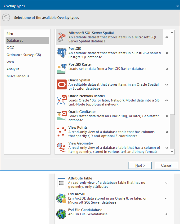 Overlay Types - Databases