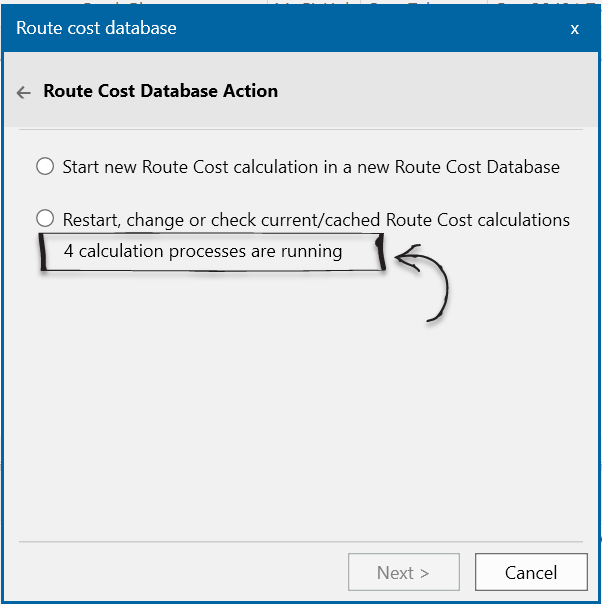 Restart Route Costs Calculations Restart Route Costs Calculations
