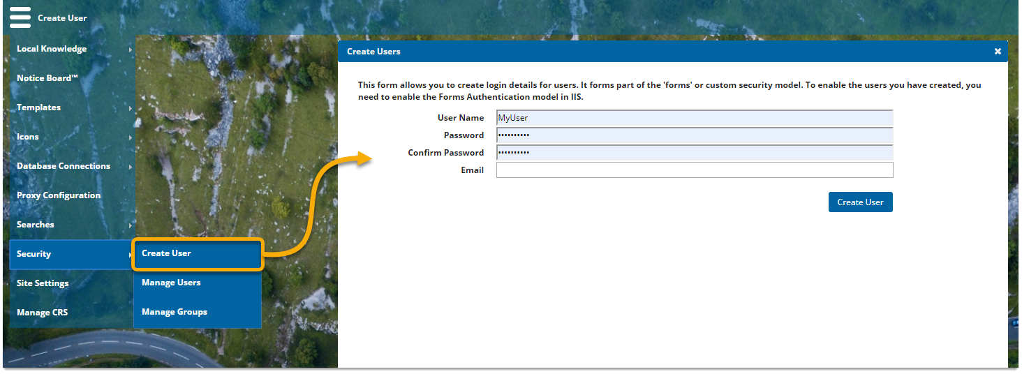 Create User (Forms Authentication)