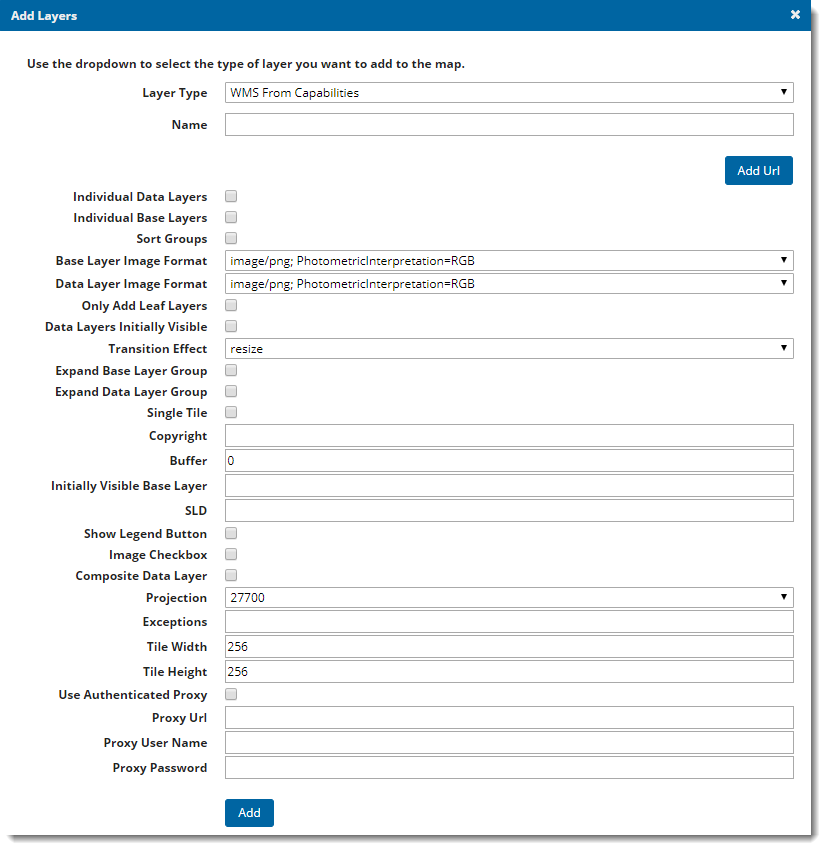 WMS (OGC Web Map Service) from Capabilities