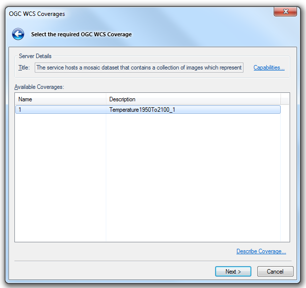 OGC Web Coverage Service (WCS)