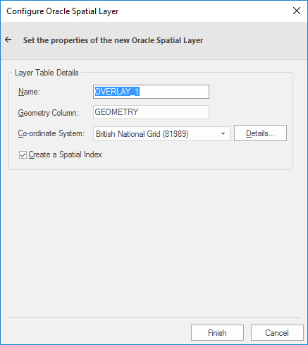 Export to Server (Oracle Spatial