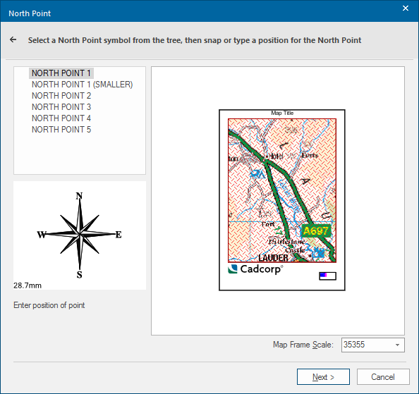 North Point in a print template