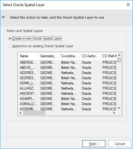 Export to Server (Oracle Spatial