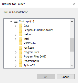 Esri File Geodatabase for SIS9 (Overlay type)
