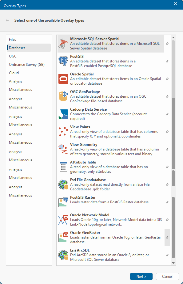 Overlay Types - Databases