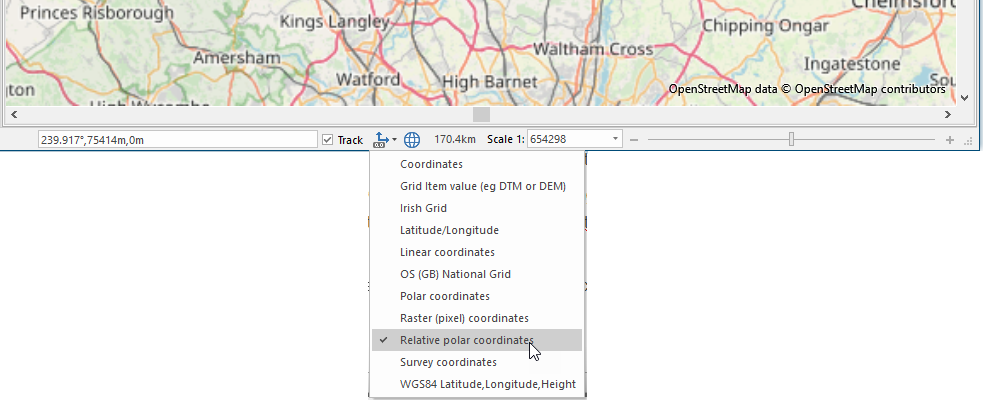 Relative polar coordinates