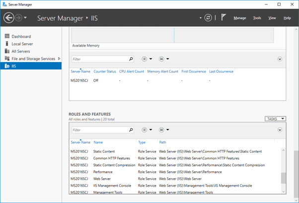 Configuring IIS on Windows Server 2016
